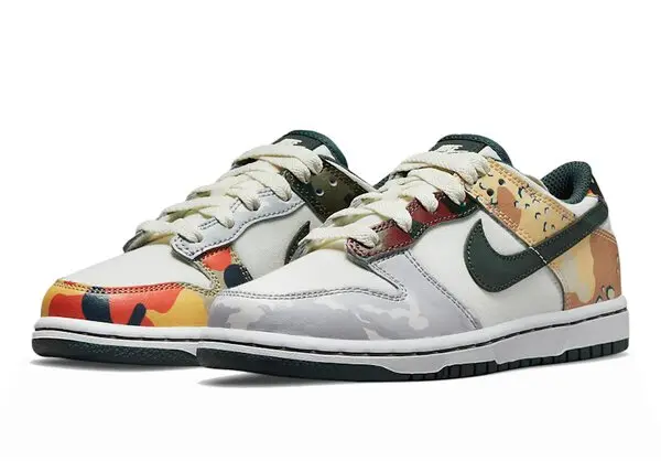 Nike Dunk Low Camo - Sail/vintage Green/total Orange