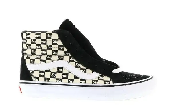 VANS Sk8-hi Supreme Checker Logo Sneakers - Black/white