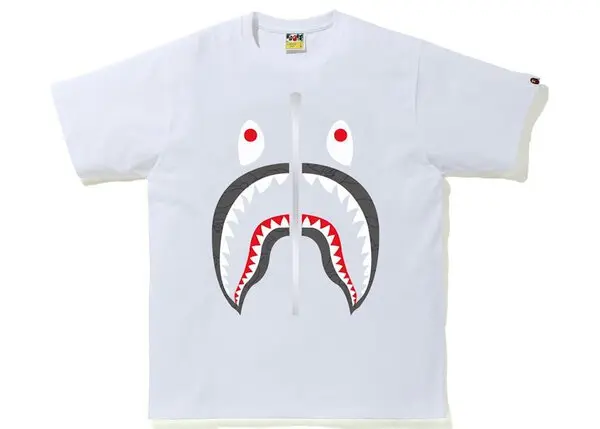 BAPE Line 1st Camo Shark Tee Shirt - White/black