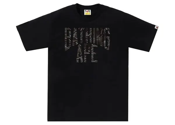 BAPE Layered Line Camo Nyc Logo Tee Shirt - Black