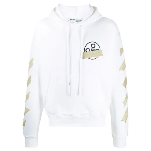 Off-White Off Tape Diag Arrows Hoodie - White/beige