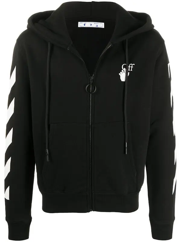 Off-White Slim Fit Arrows Diag Zip Up Hoodie