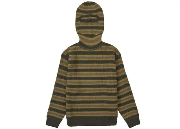 Supreme Small Box Balaclava/turtleneck Sweater - Olive Stripe