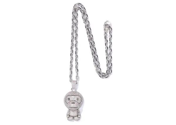 BAPE Milo Crystal Stone Necklace - Silver
