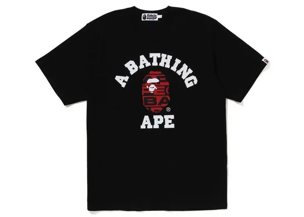 BAPE Lux Sport Pattern College Tee Shirt - Black