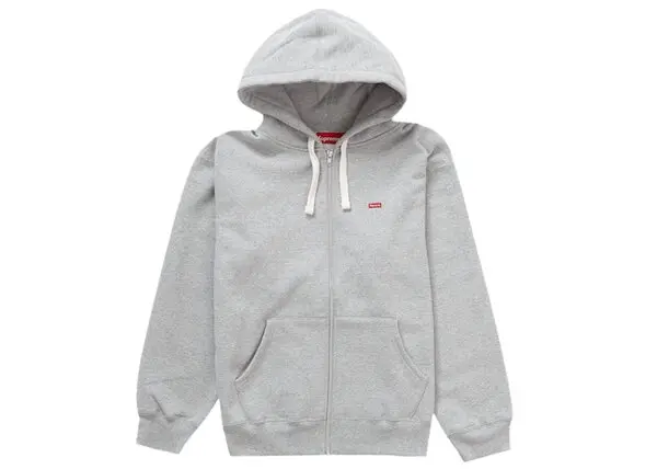 Supreme Small Box Drawcord Zip Up Hooded Sweatshirt - Heather Grey