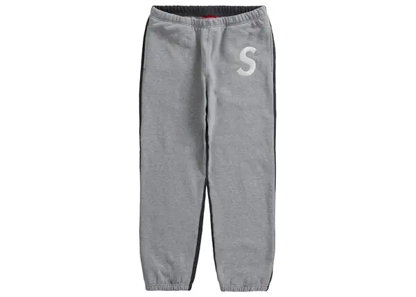 Supreme S Logo Split Sweatpant - Heather Grey