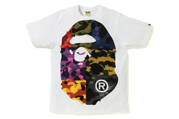 BAPE Mix Camo Big Big Ape Head Tee Shirt - White