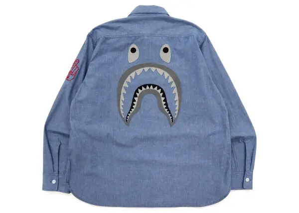 BAPE Military Patch Relaxed Fit Chambray Shirt