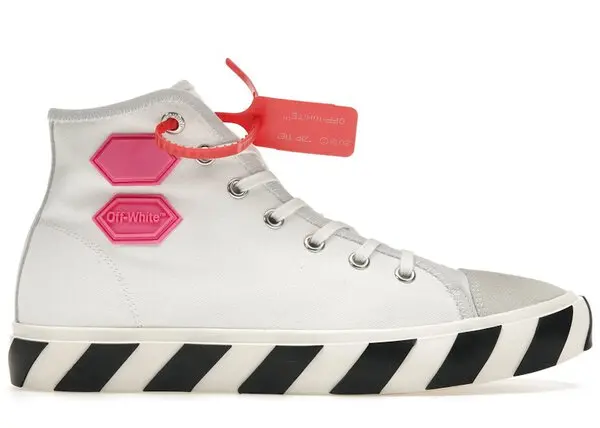 Off-White Off Vulcanized Hi-top Sneakers - White/fuchsia/black