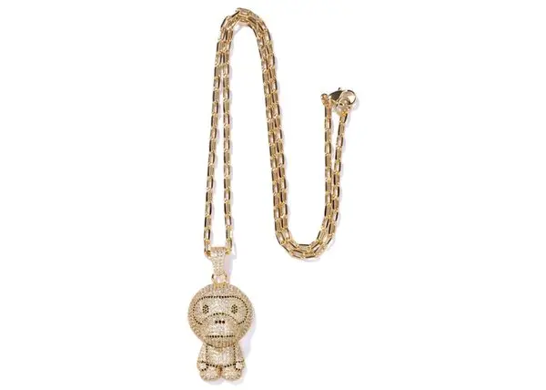 BAPE Milo Crystal Stone Necklace - Gold