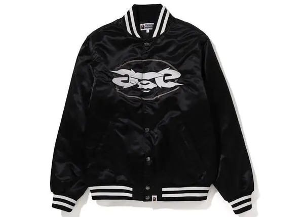 BAPE Relaxed Fit Nylon Varsity Jacket - Black