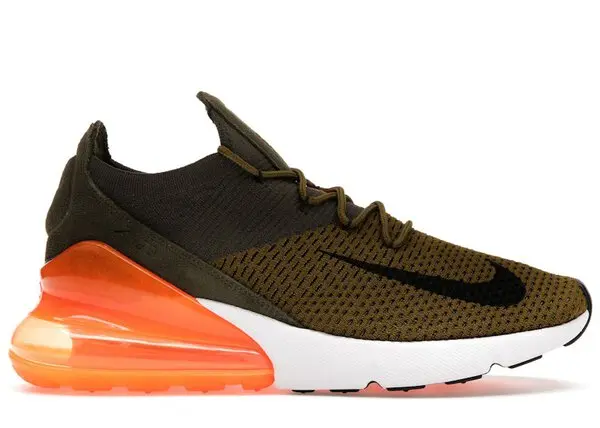Nike Air Max 270 Flyknit - Olive Flak/cargo Khaki/total Orange