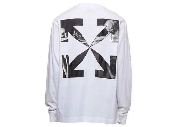 Off-White Off Caravaggio Arrow Skate Long Sleeve Tee Shirt - White