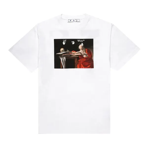 Off-White Off Caravaggio Short Sleeve Over Tee Shirt - White/red