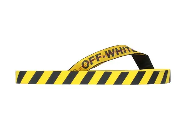 Off-White Diagonal Stripes Flip Flops Aw 20in - Yellow/black