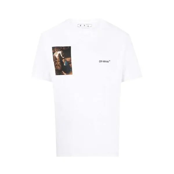 Off-White Off Caravag Lute Slim Short Sleeve Tee Shirt - White/black