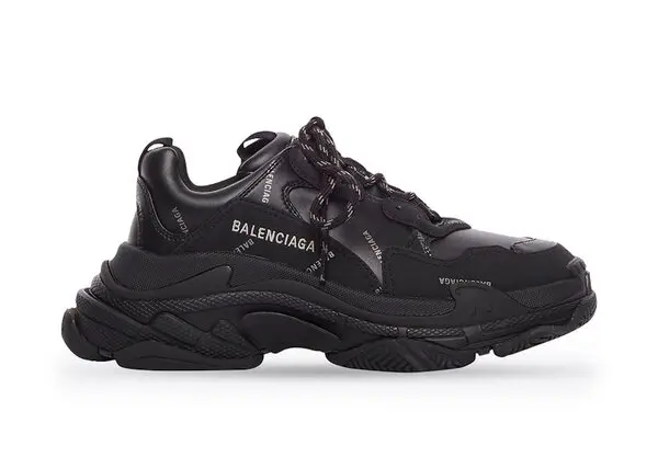 Balenciaga Triple S Allover Logo Sneakers - Black/grey