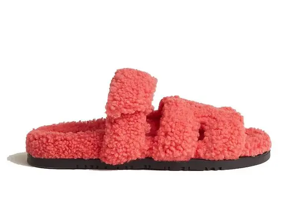 Hermès Chypre Sherling Slides - Rose Du Desert