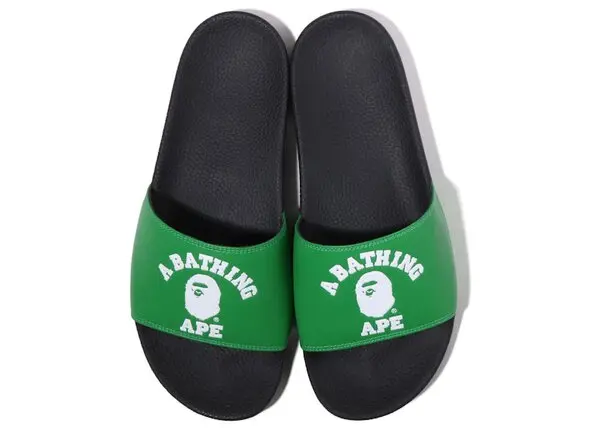 BAPE A Bathing Ape College Slide Sandal - Green/black/white