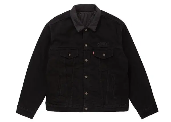 Supreme Levi's Quilted Reversible Trucker Jacket - Black