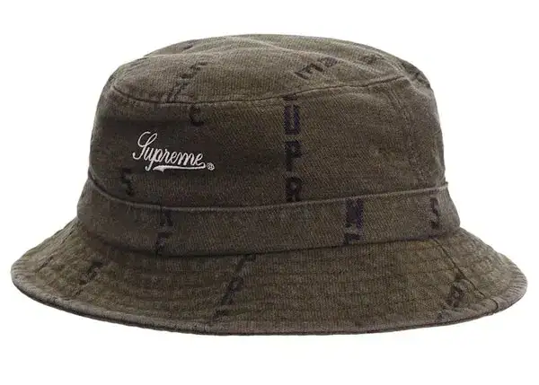 Supreme Logo Stripe Jacquard Denim Crusher Hat - Brown