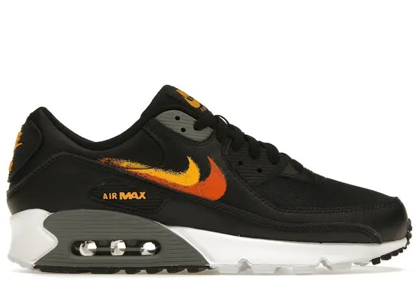 Nike Air Max 90 Spray Paint Swoosh Sneakers - Black/university Gold/white