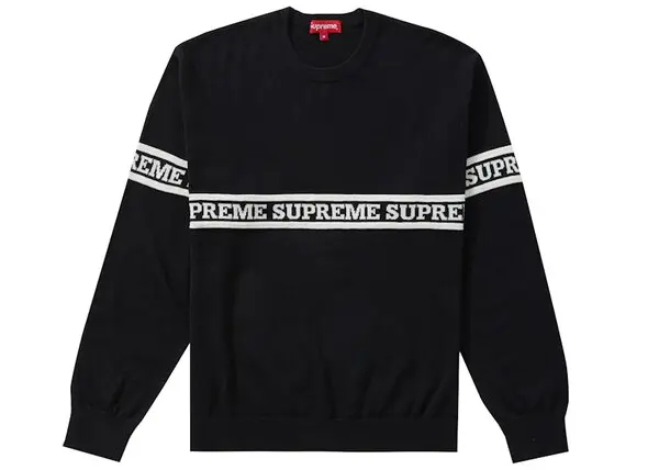 Supreme Logo Stripe Knit Top - Black