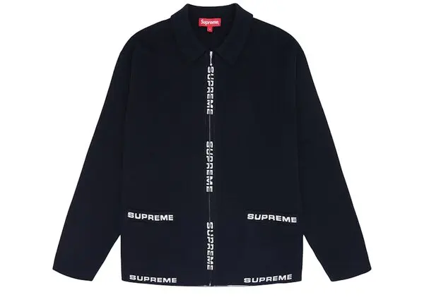 Supreme Logo Trim Zip-Up Cardigan - Black | Editorialist