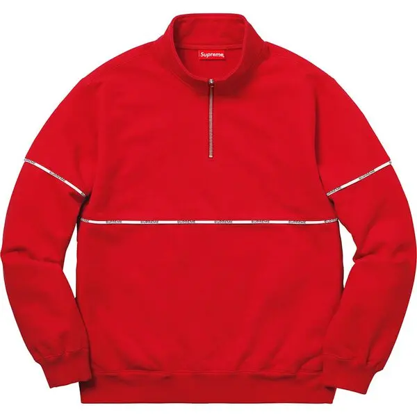Supreme Logo Piping Half Zip Sweatshirt - Red