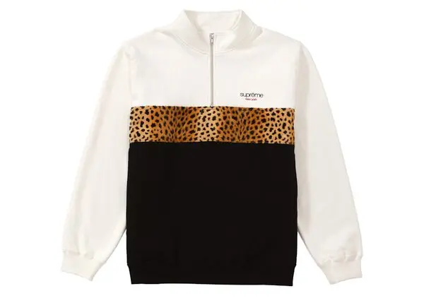 Supreme Leopard Panel Half Zip Sweatshirt