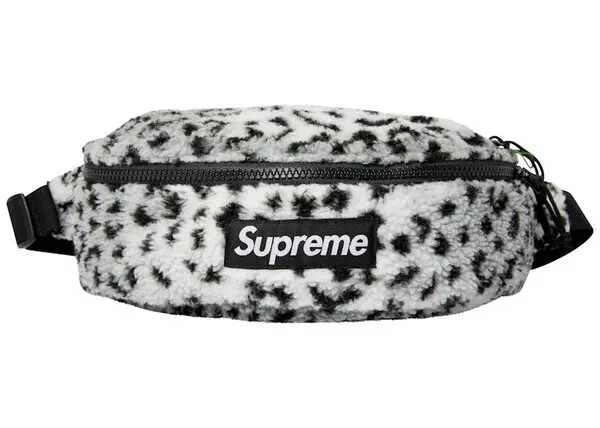 Supreme Leopard Fleece Waist Bag - White