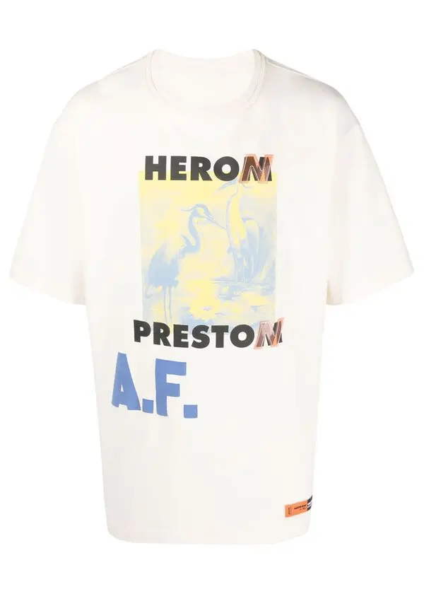 Heron Preston A.f. Authorised Oversized T-shirt - White/lemon Yellow