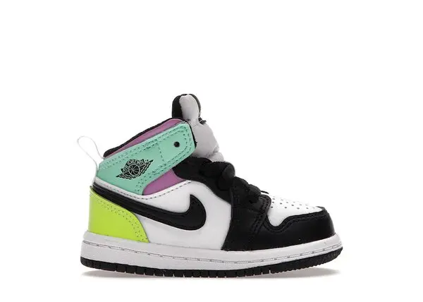 JORDAN 1 Mid Top Sneakers - White/black/volt