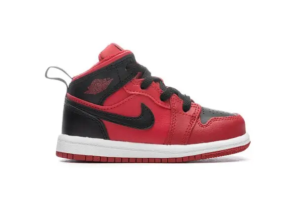 JORDAN 1 Mid Reverse Bred Sneakers - Varsity Red/black/white