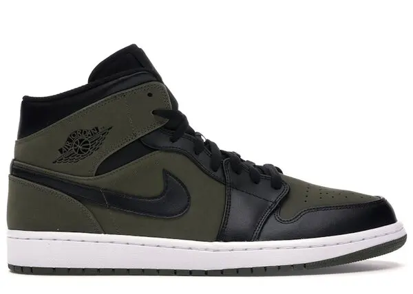 JORDAN 1 Mid Sneakers - Olive Canvas/black/white