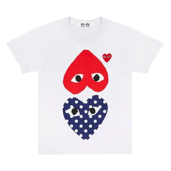 Play Comme Des Garcon Polka Dot With Upside Down Heart T-shirt