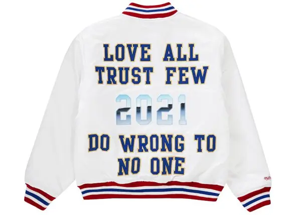 Supreme Mitchell & Ness Satin Varsity Jacket - White