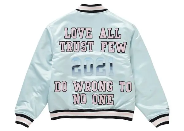 Supreme Mitchell & Ness Satin Varsity Jacket - Light Blue