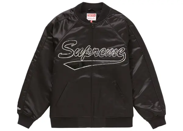 Supreme Sequin Logo Varsity Jacket - Black