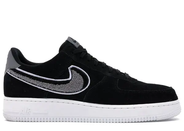 Nike Air Force 1 Low 3d Chenille Swoosh - Black/white/cool Grey