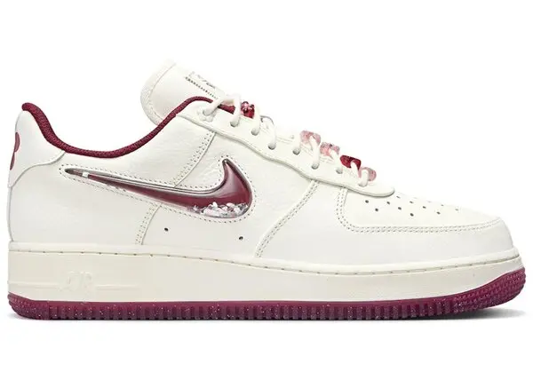 Nike Force 1 Low '07 Se Prm Valentine's Day Sneakers - Sail/team Red/medium Soft Pink