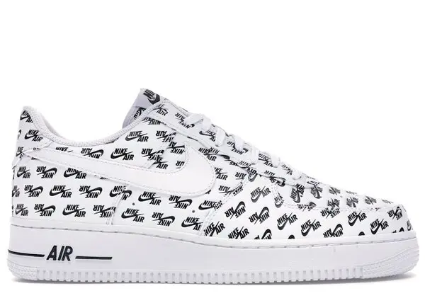Nike Force 1 Low All-over Logo Sneakers - White/black