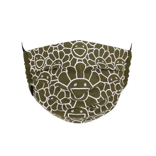 TAKASHI MURAKAMI Flower Pattern Face Mask - Moss Green/white