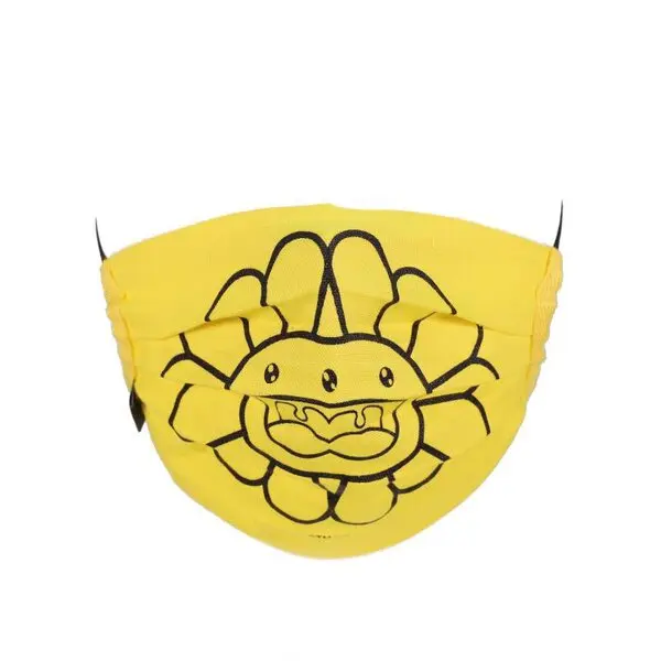 TAKASHI MURAKAMI Doubleface Flower Face Mask - Lemon Yellow/black