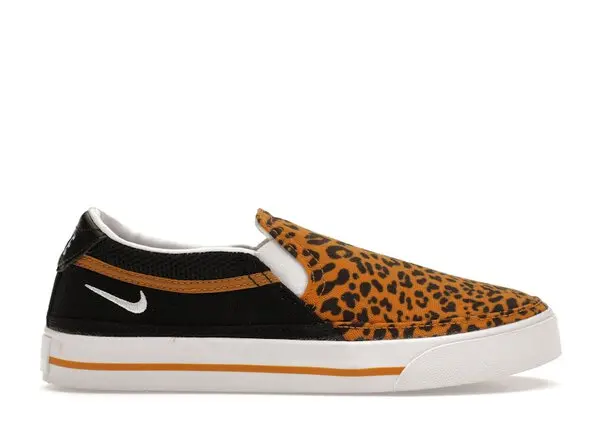 Nike Court Legacy Leopard Print Slip-on Sneakers - Black/wheat/white