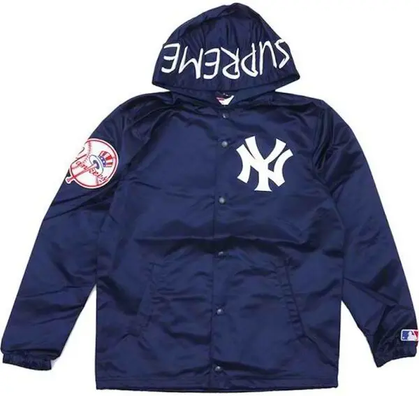 Supreme Satin Hooded Jacket - Navy Blue