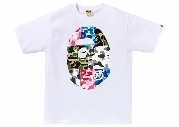 BAPE Abc Camo Crazy Big Ape Head Tee Shirt - White