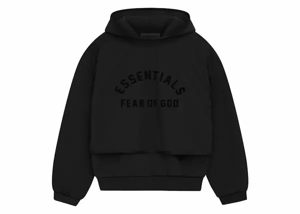 Fear Of God Essentials Nylon Fleece Hooded Sweater - Jet Black