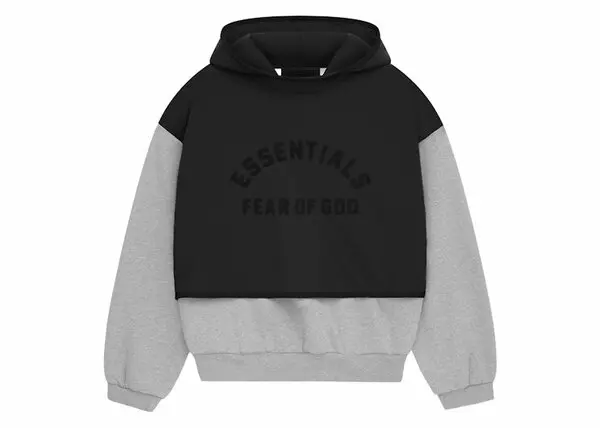 Fear Of God Essentials Nylon Fleece Hooded Sweater - Light Heather Grey/jet Black